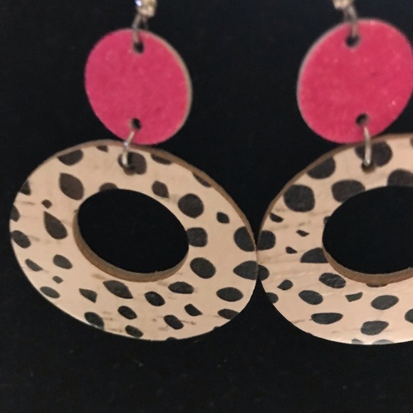 Jewelry | Sale Black White Pink Cork Earrings | Poshmark